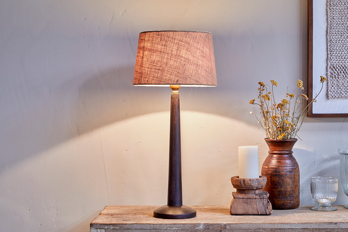 Sahar Mango Wood Table Lamp - Dark Stain