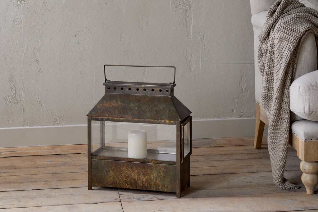 Akoko Brown Patina Wide Lantern - Brown Patina-nkuku