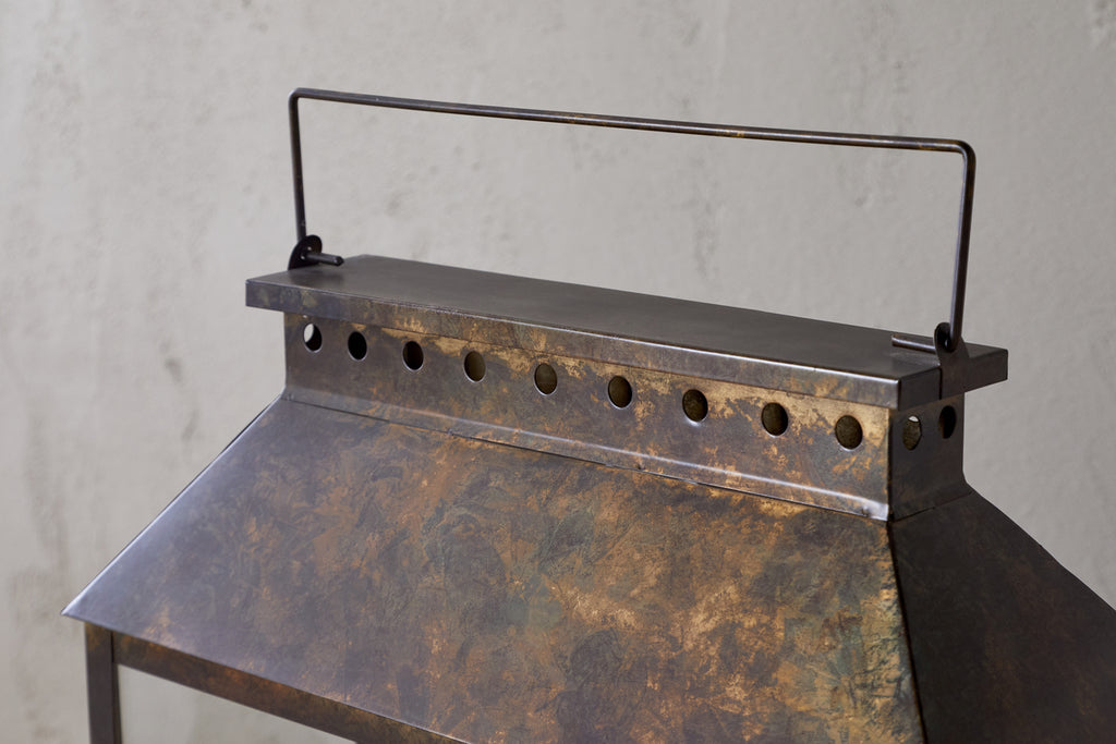 Akoko Brown Patina Wide Lantern - Brown Patina-nkuku