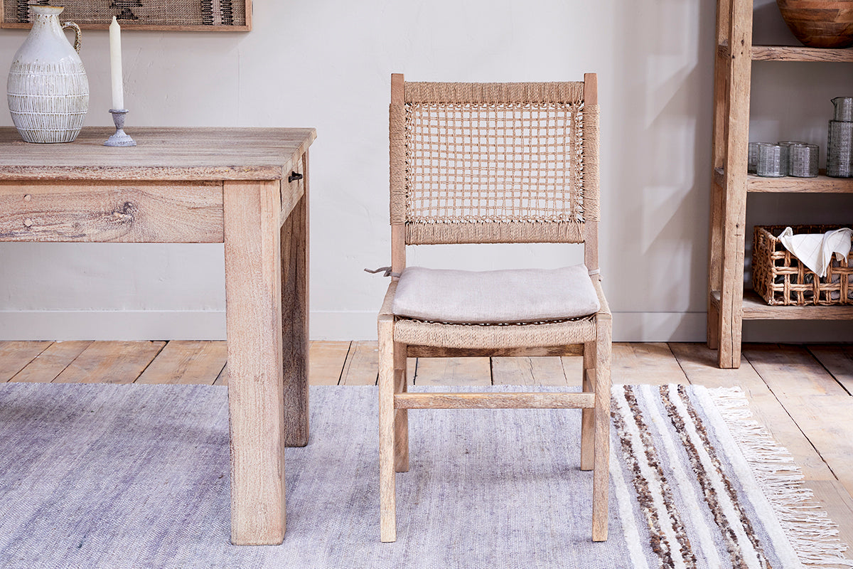 Aamani Mango Wood & Cord Dining Chair - Natural
