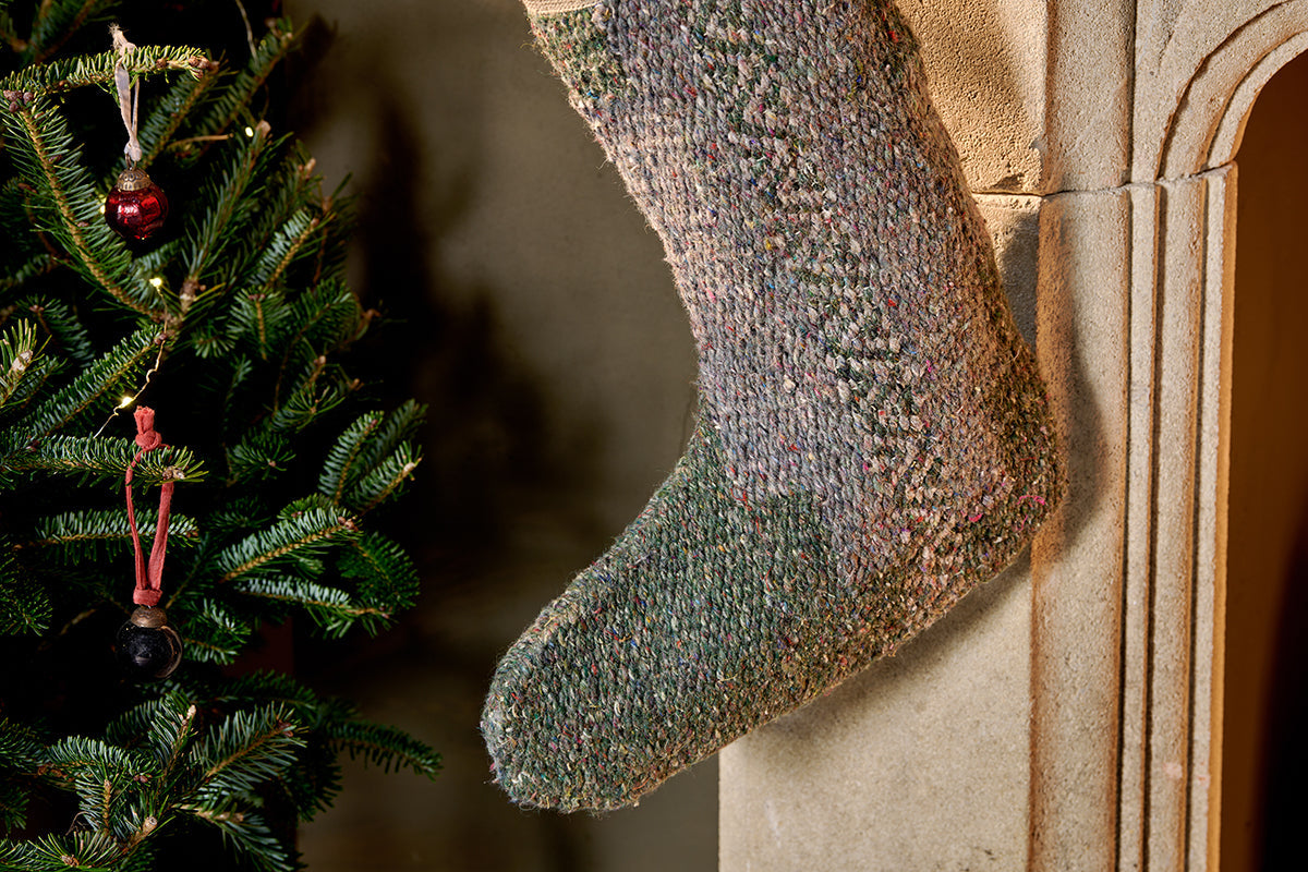 Dhanda Recycled Wool Stocking - Moss & Natural – nkuku