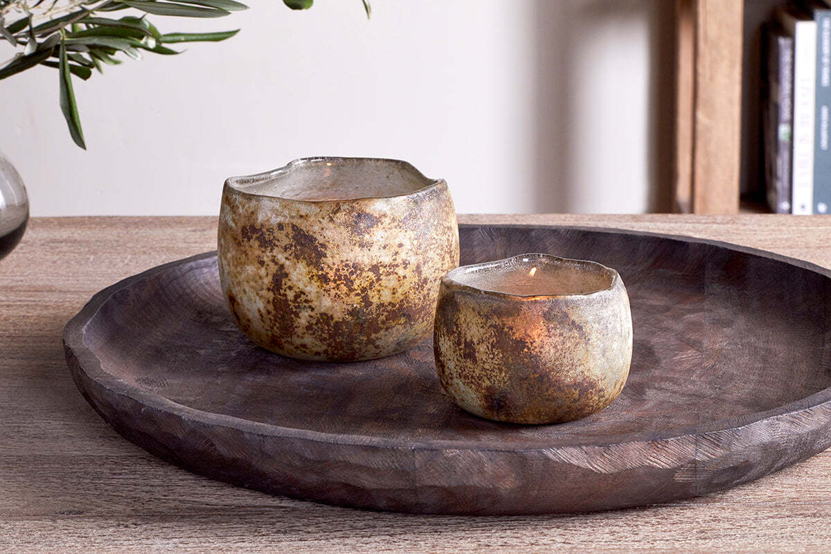 Gola Recycled Glass Tealight Holder - Antique Smoke