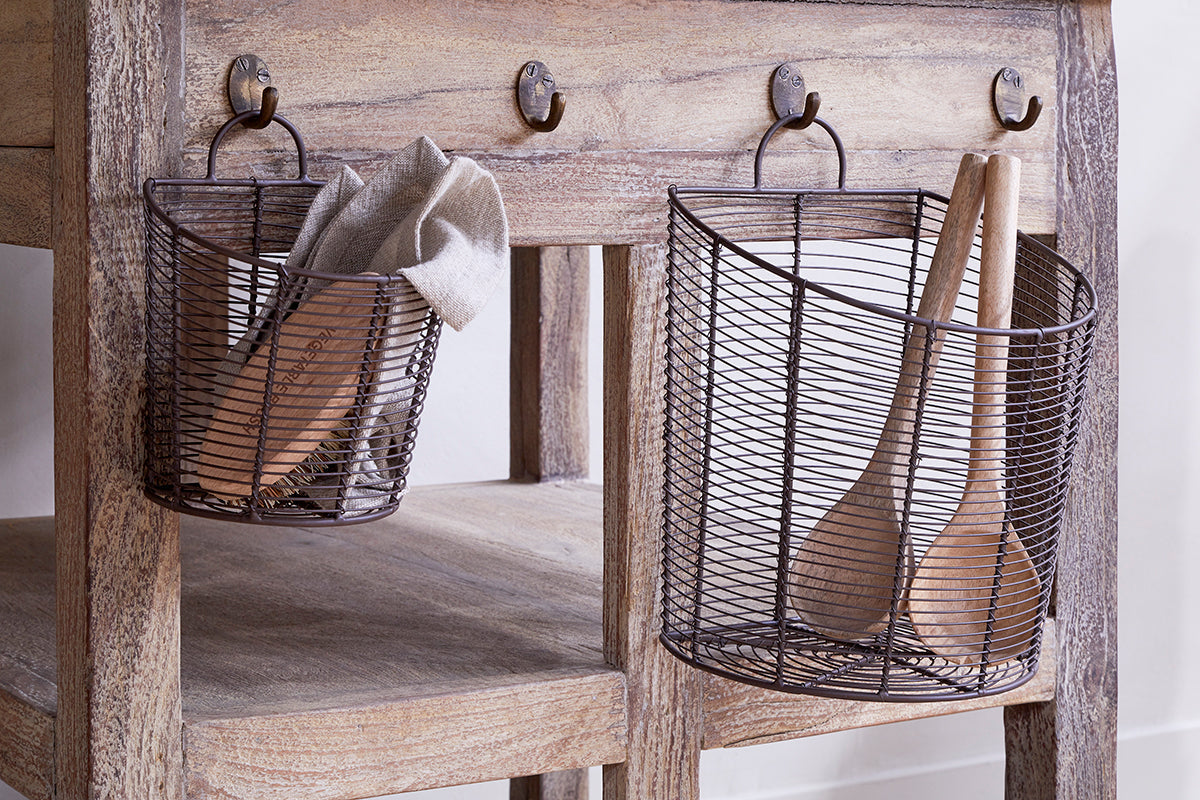 Inkollu Wall Hung Baskets - Aged Brass - (Set of 2)