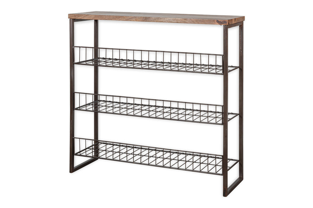 Kiyoma Iron & Wood Tall Standing Shelves - Natural