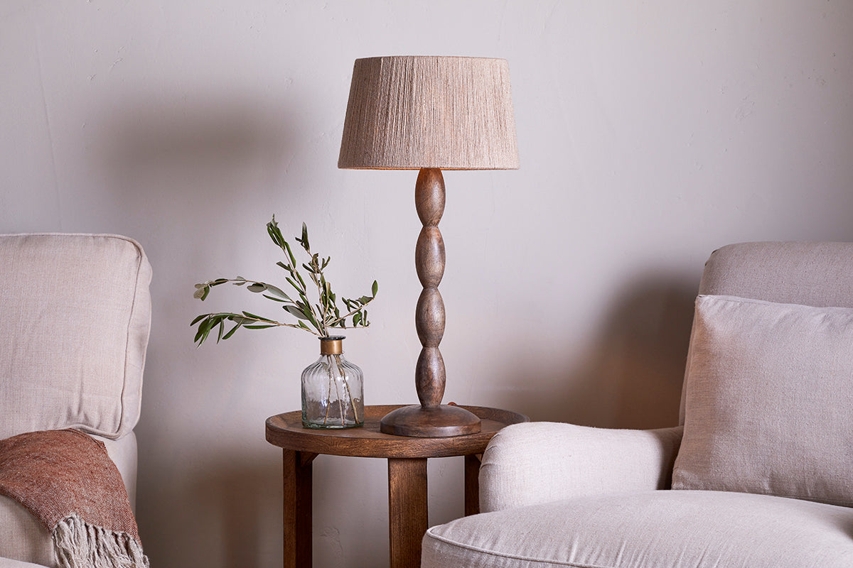 Konali Mango Wood Table Lamp - Ash Stain