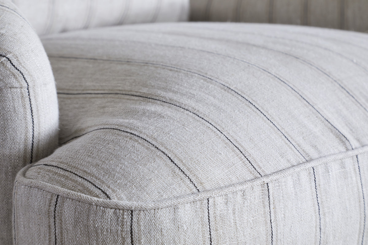 Abe Deconstructed Linen Armchair - Stripe - Natural-nkuku
