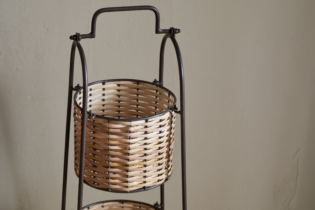 Montali Iron & Rattan Three-Tiered Storage Stand - Natural-nkuku