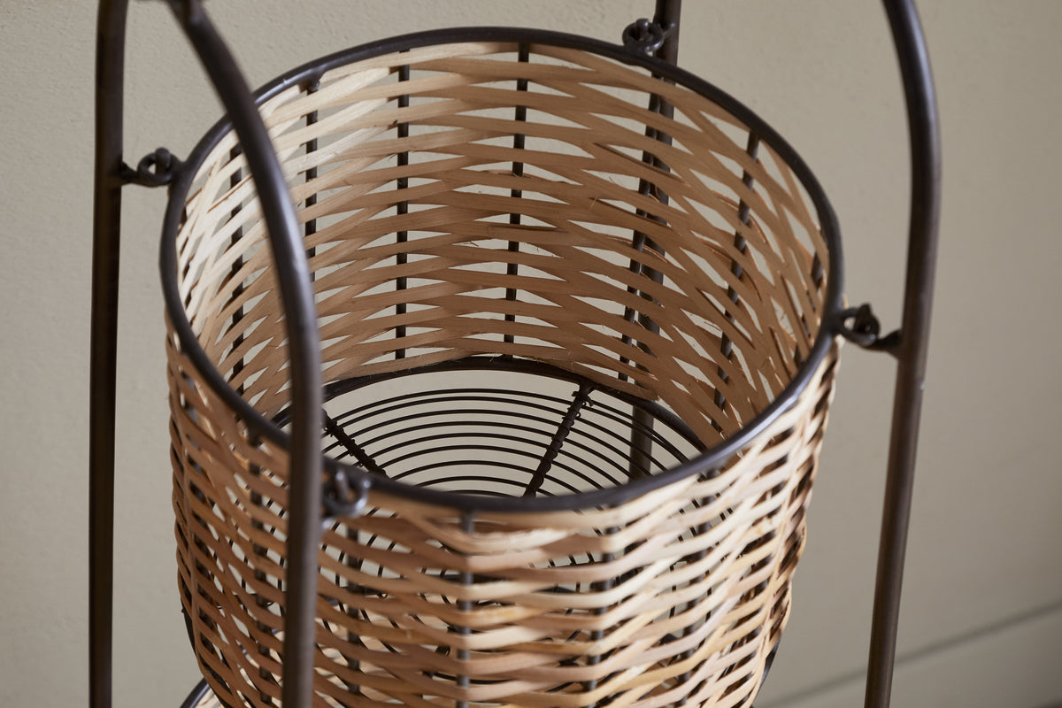 Montali Iron & Rattan Three-Tiered Storage Stand - Natural-nkuku