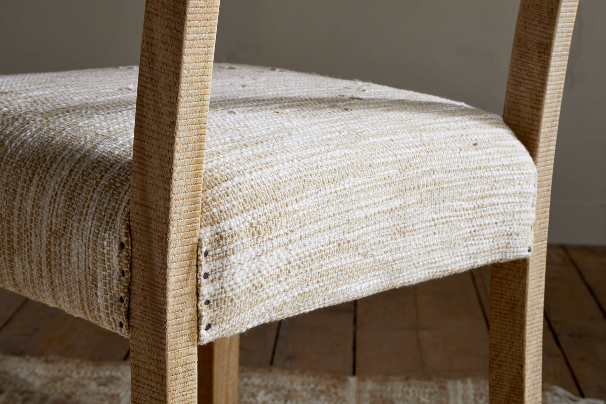 Zoha Cotton & Jute Upholstered Dining Chair - Natural-nkuku