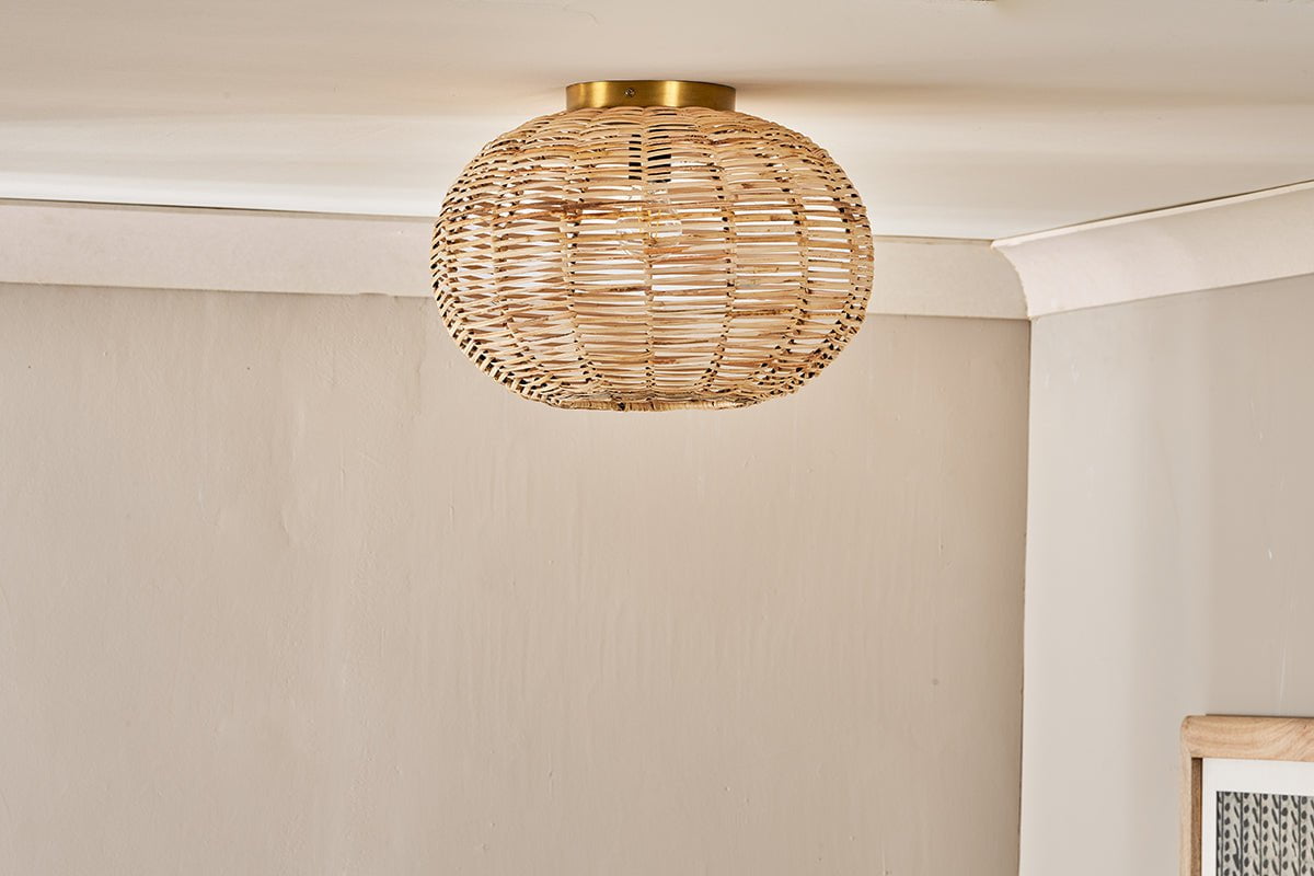Noko Rattan Flush Ceiling Light
