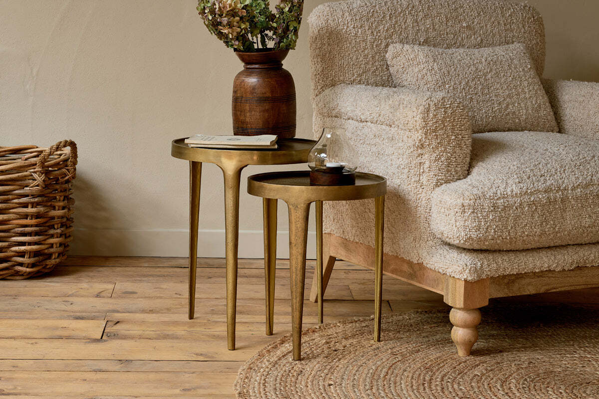 Rohia Cast Metal Table - Brass – nkuku
