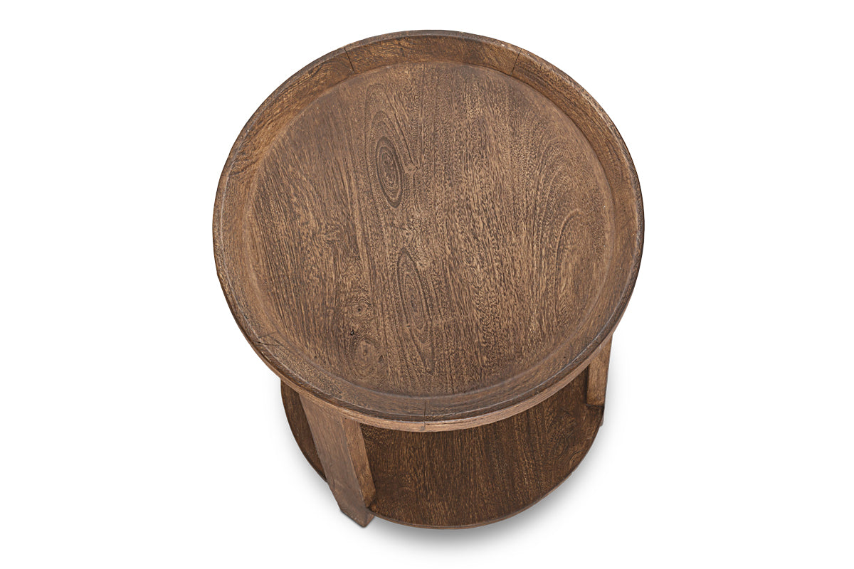 Triveni Mango Wood Side Table - Walnut Stain