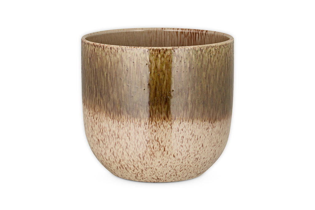 Almeida Reactive Glaze Plant Pot - Olive & Natural-nkuku