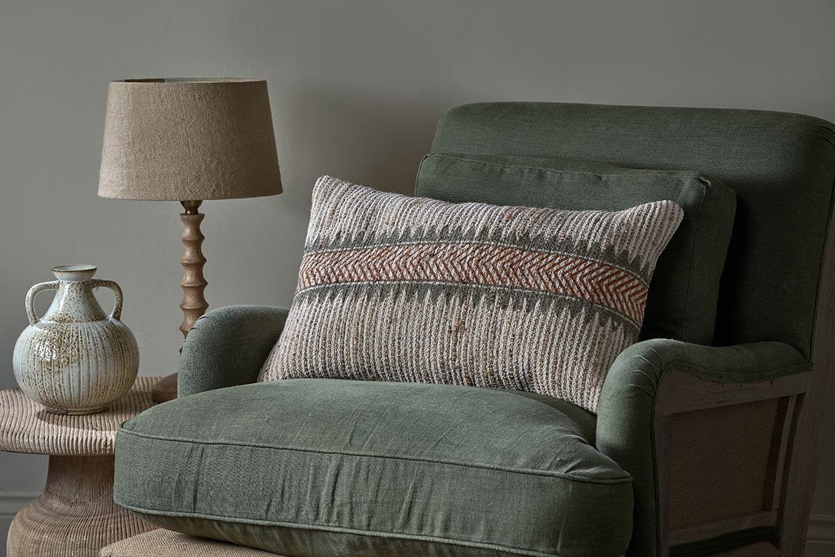 Zairya Jute & Cotton Cushion Cover - Natural & Rust
