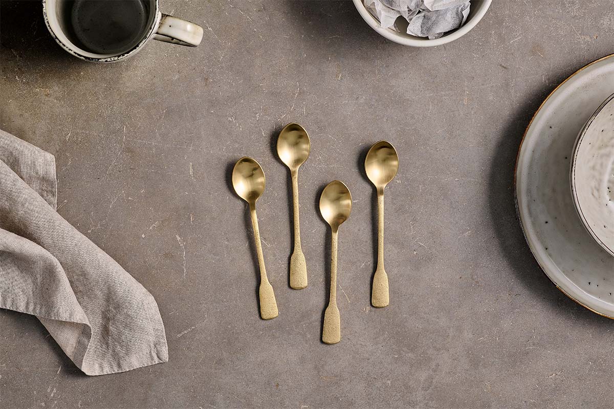 Veeta Teaspoon Set - Brushed Gold (Set of 4)